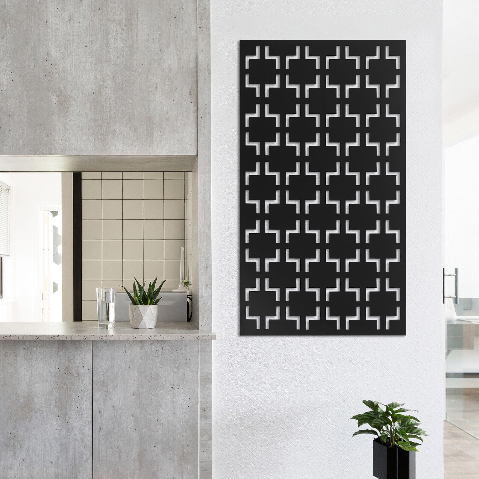 ToppiJoy Rectangular Steel Decorative Wall Mount Privacy Screen Panel ...