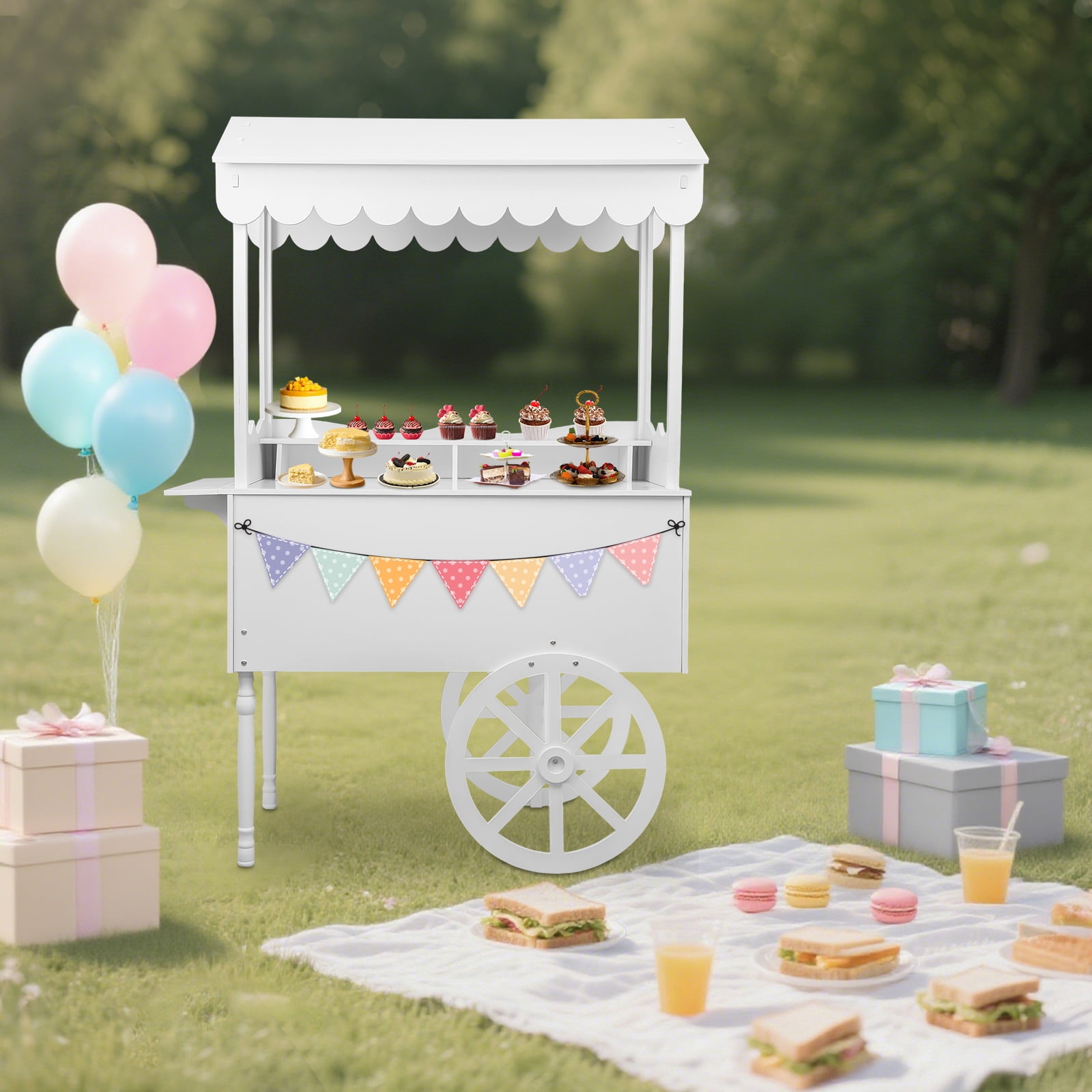 ToppiJoy Removable Candy Cart Display Stand with Wheels, Dessert ...