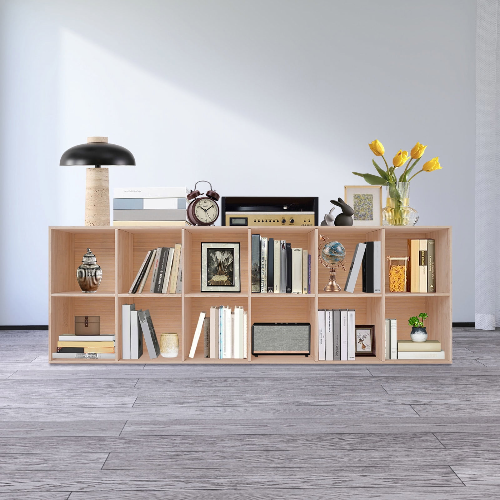 ToppiJoy Solid Wood Shelves, Solid Wood Cube Bookcase with Storage ...