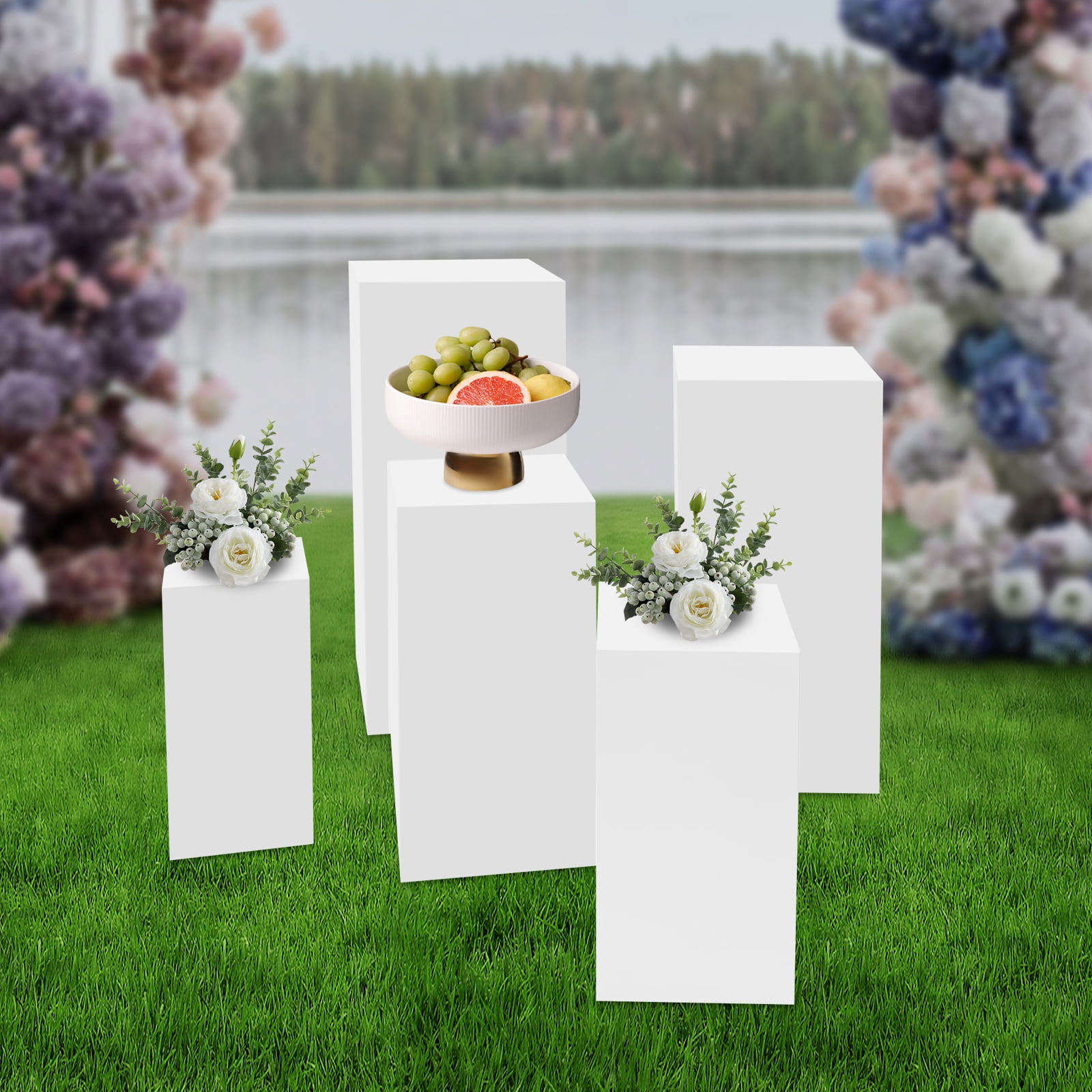 ToppiJoy Square Pedestal Stands, Display Decor Backdrop, Metal Square ...