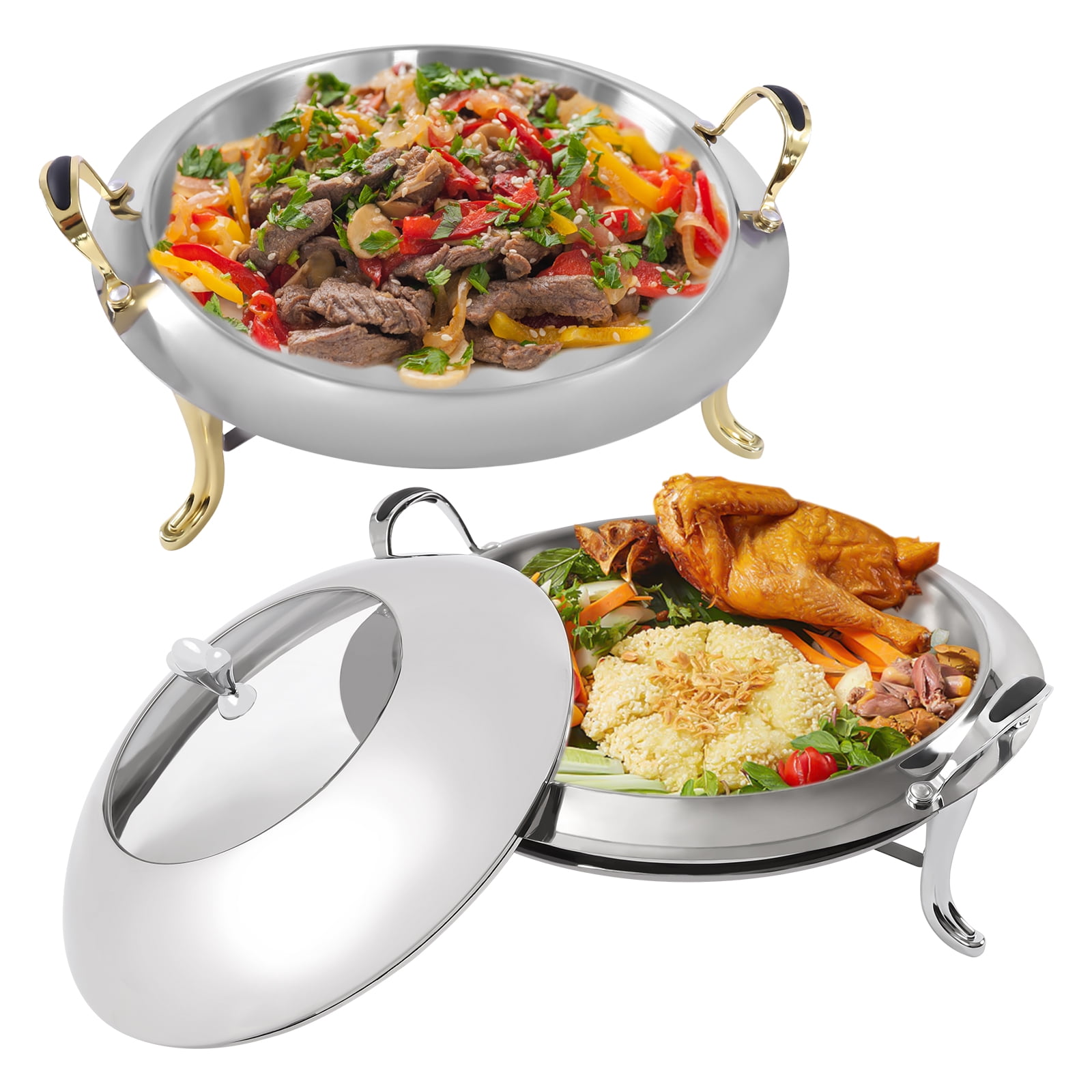 ToppiJoy Stainless Steel Chafing Dish with Lid, 3L Capacity, Adjustable ...