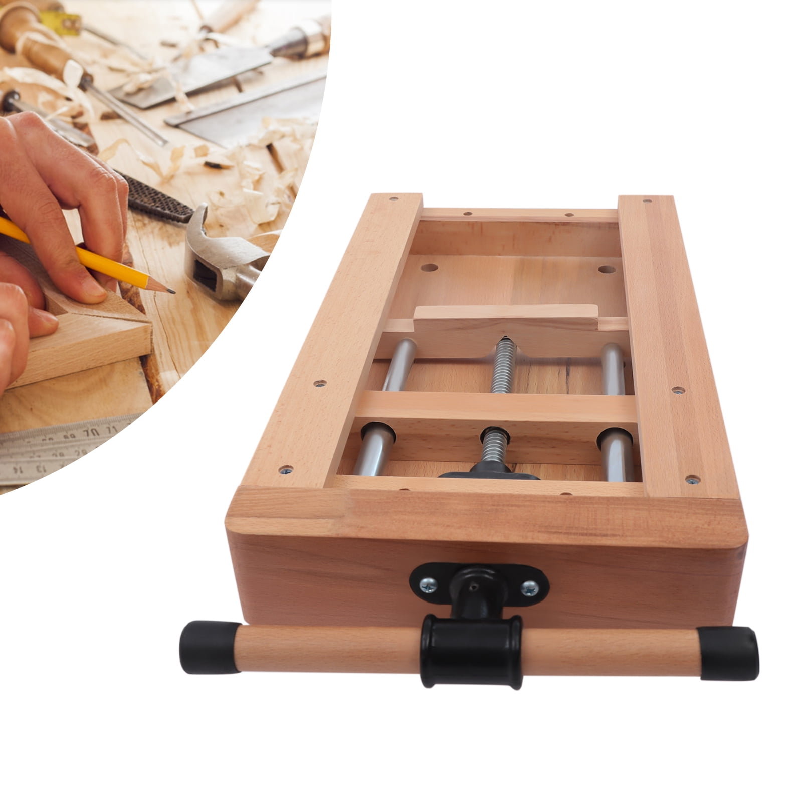ToppiJoy Wood Vise Workbench With Beech Wood Construction Stable Clamp ...