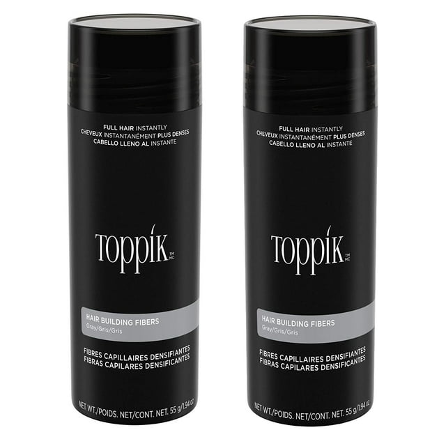 Toppik Hair Building Fibers, Gray 55g, Pack of 2 - Safe for Sensitive Scalps - Walmart.com