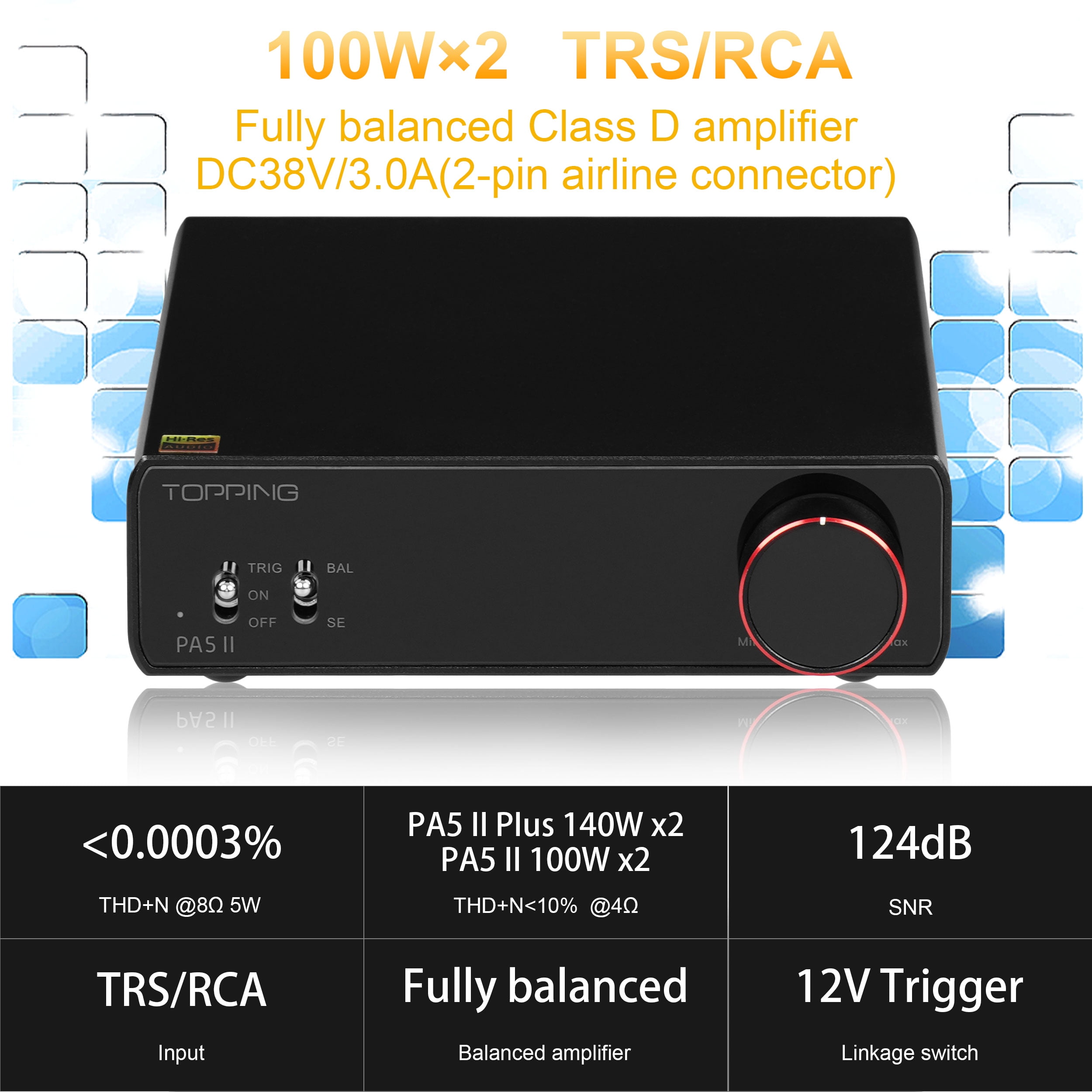 Topping PA5 II Power Amplifier 100W x 2 Class D Fully Balanced AMP TRS ...
