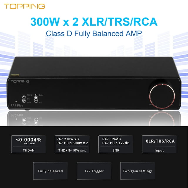 Topping PA7 Plus Power Amplifier 300W x 2 Class D Fully Balanced AMP ...