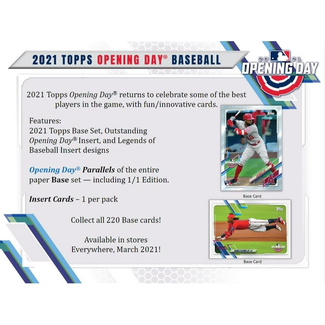 Topps 2021 Opening Day MLB Baseball Trading Cards Blaster Box- 66 Cards ...