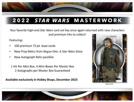 Topps 2022 Star Wars Masterwork Hobby Mini Box (1 Mini Boxes) - Walmart.com