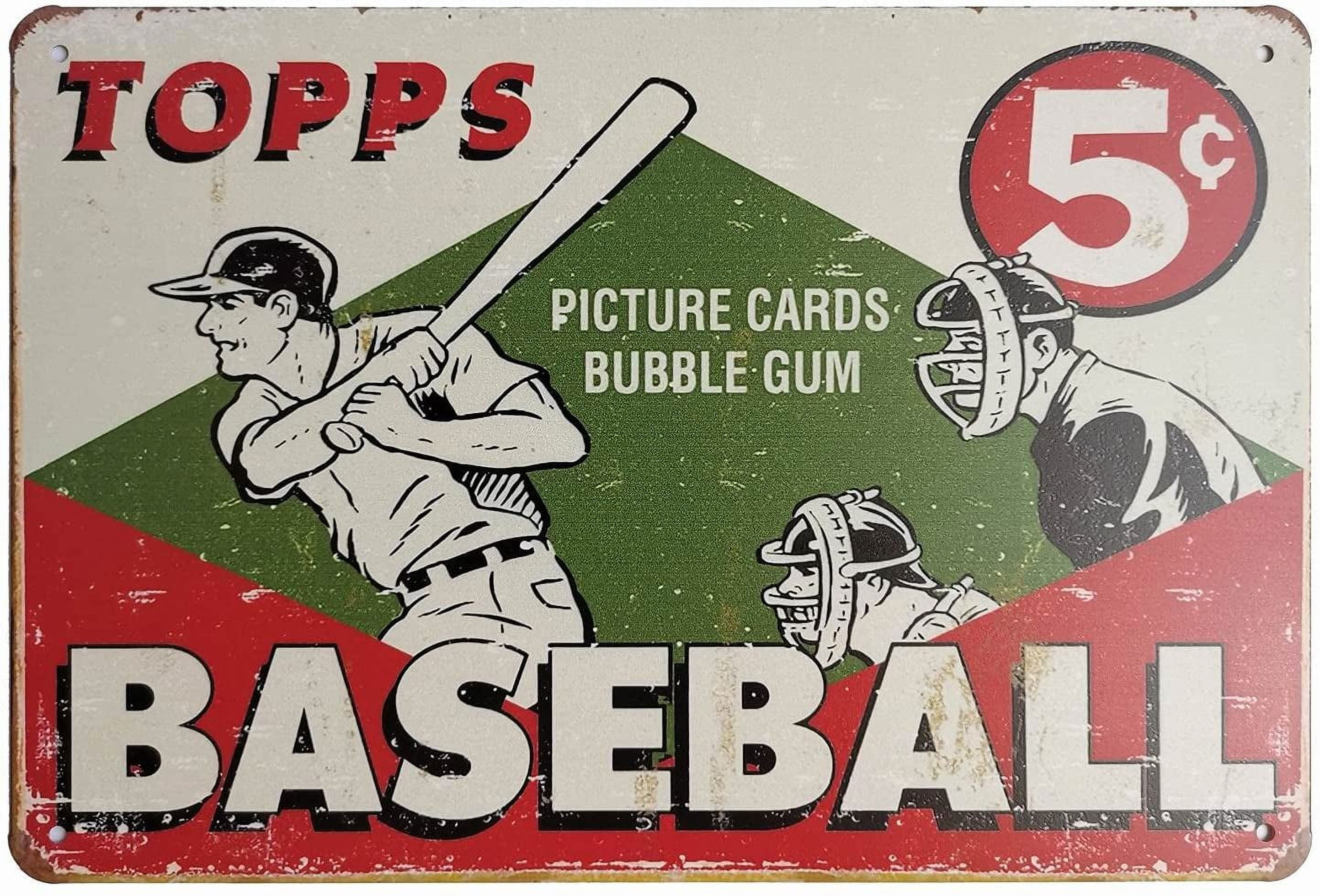 Topps Baseball Vintage Metal Signs Farmhouse Home Poster Wall Art Pub ...