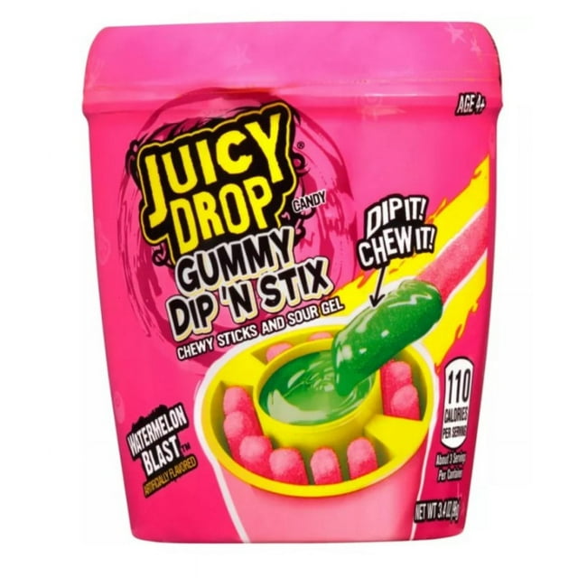 Topps TOP023219 Juicy Drop Gummy Dip N Stix Watermelon Blast Flavor 3.4 ...