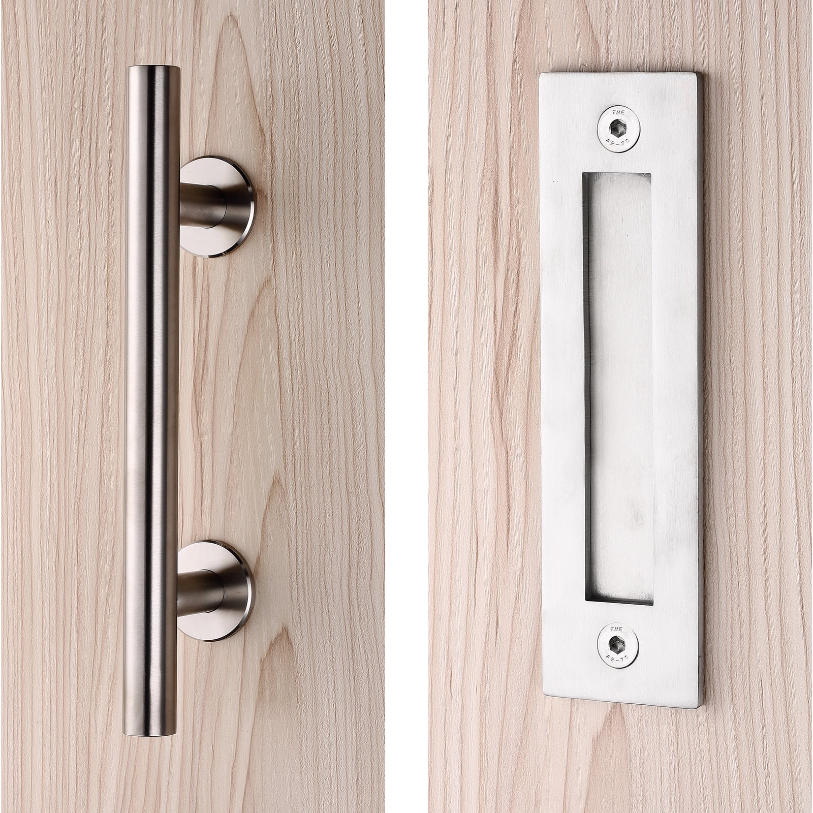 Toprema Stainless Steel Sliding Barn Door Handle Flush Pull Set Wooden ...