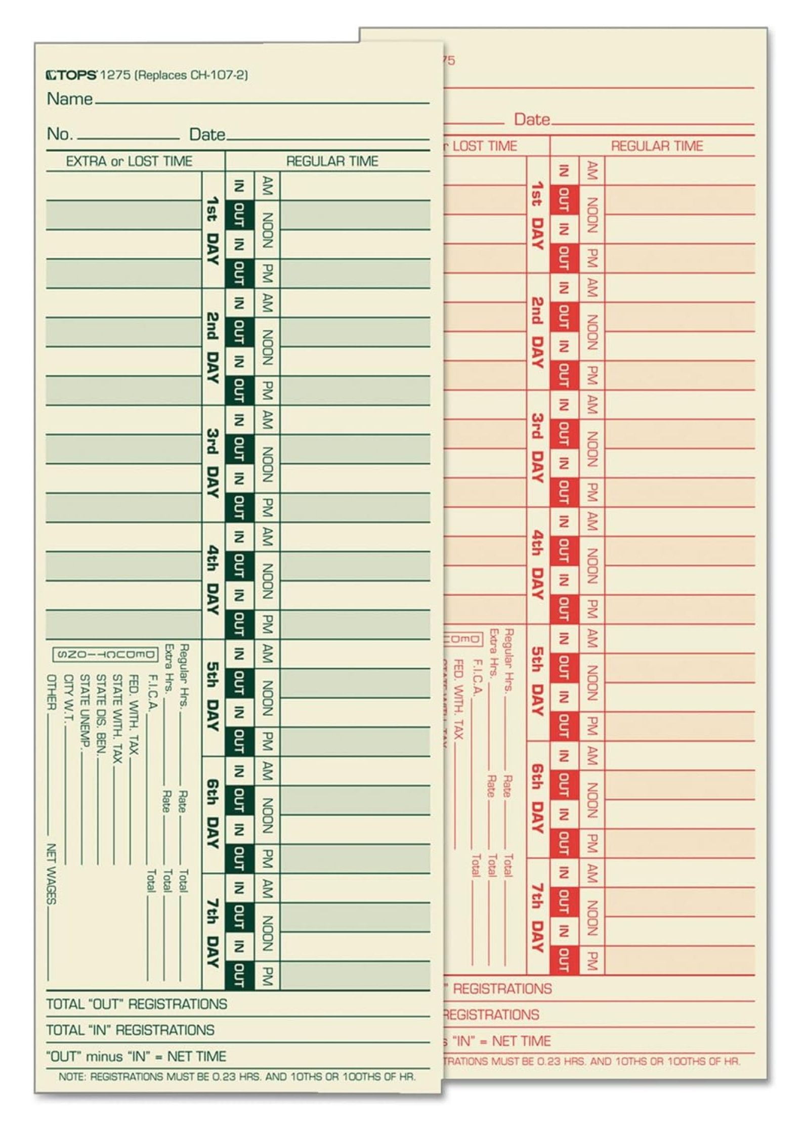 Tops 1275 Time Clock Cards, Bi-Weekly, Two-Sides, 3-1/2-Inch x9-Inch ...