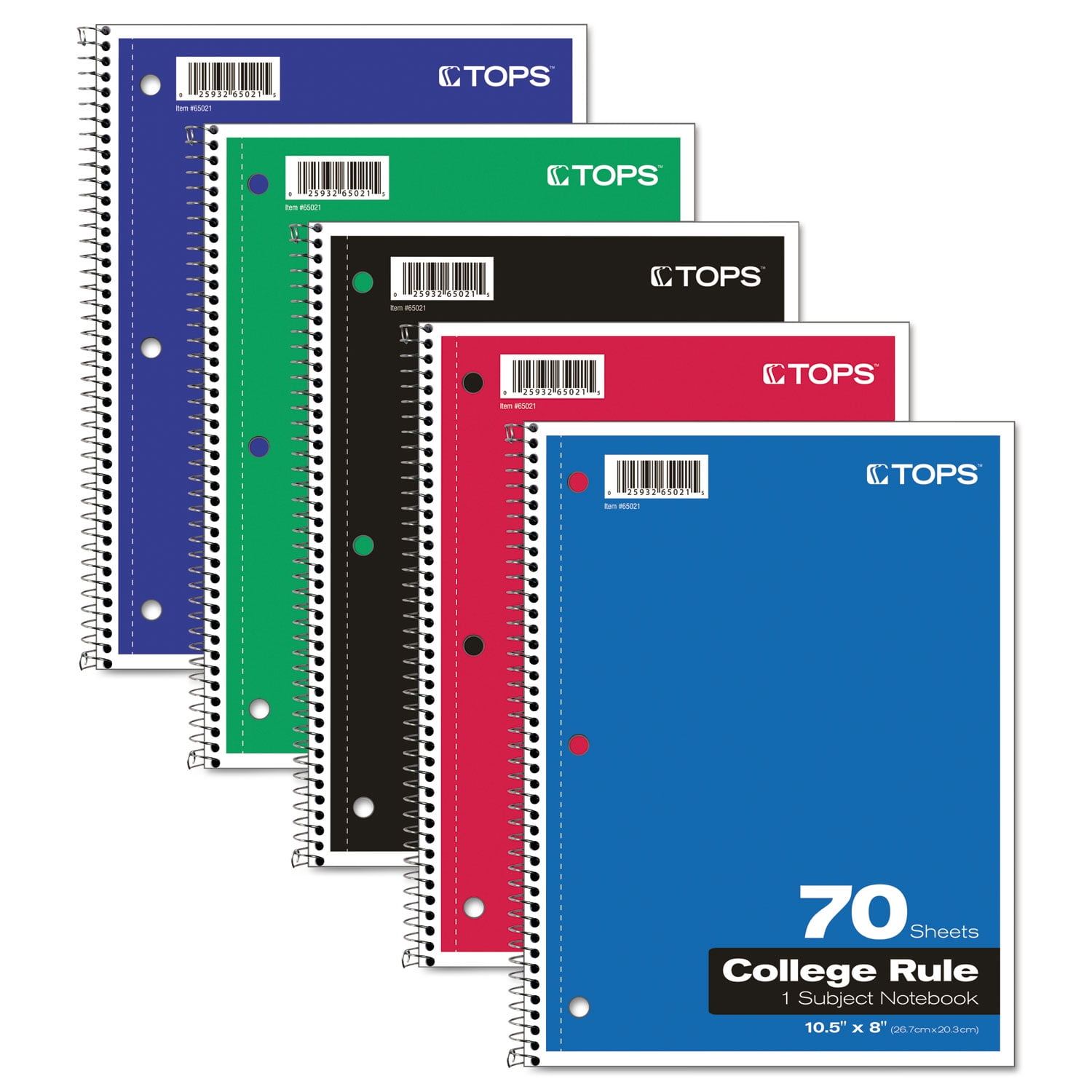 (Single notebook) Tops 65021 10-1/2" X 8" Wirebound Notebook Assorted ...