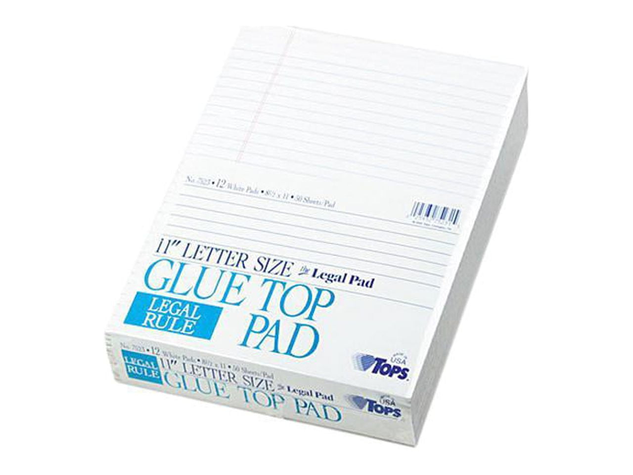 Tops 7523 Glue Top Ruled Pads, Legal Rule, 8-1/2 x 11, White, 12 50 ...