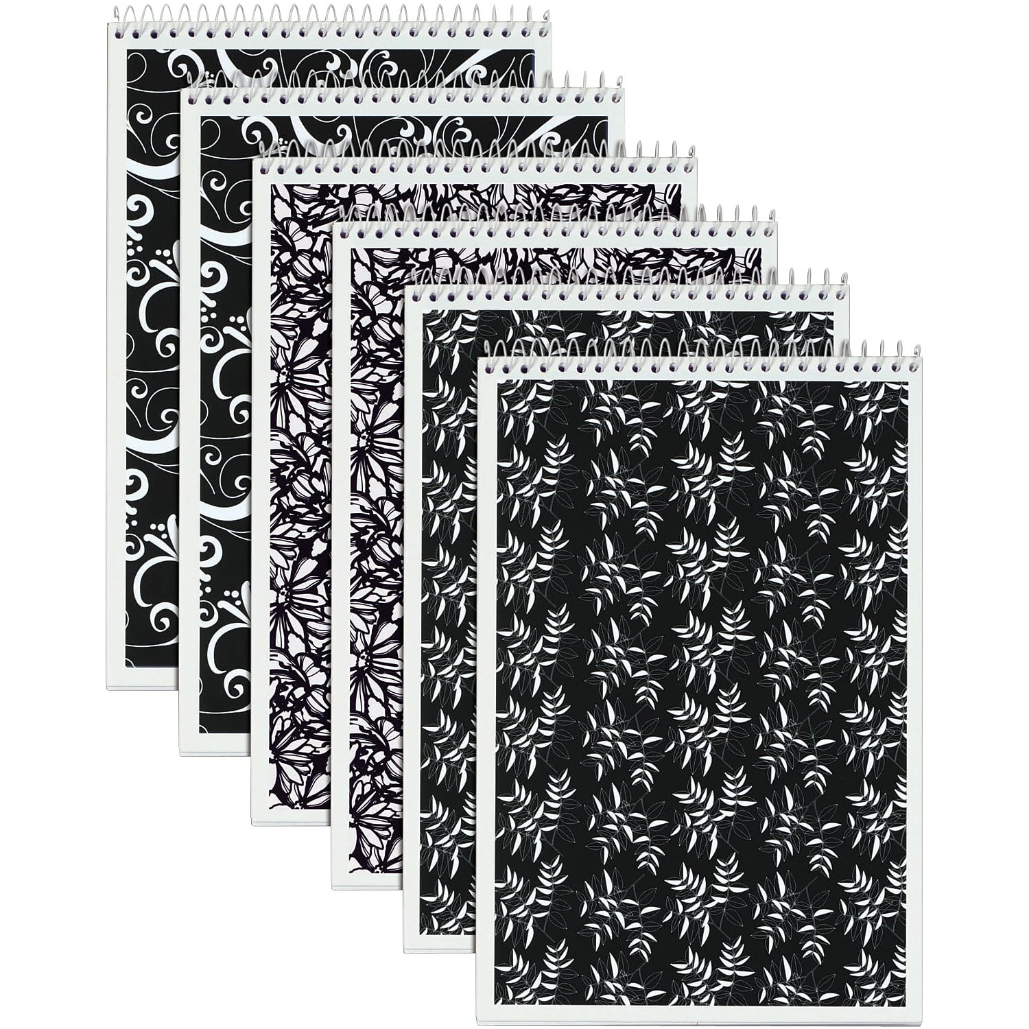 "Tops Designer Steno Pads 6"" x 9"" Gregg Ruled, Black/White, 80 Sheets ...