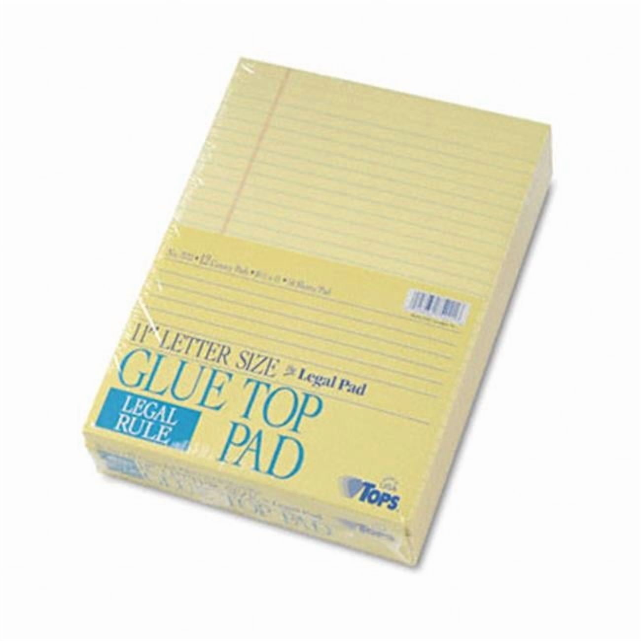 Tops Glue Top Ruled Pads Legal Rule 8-1/2 x 11 Canary 12 50-Sheet Pads ...