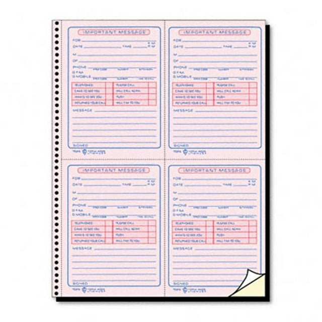 Tops Message Forms 3-7/5-1/2 x 8 Carbonless Duplicate 200-Set Book ...
