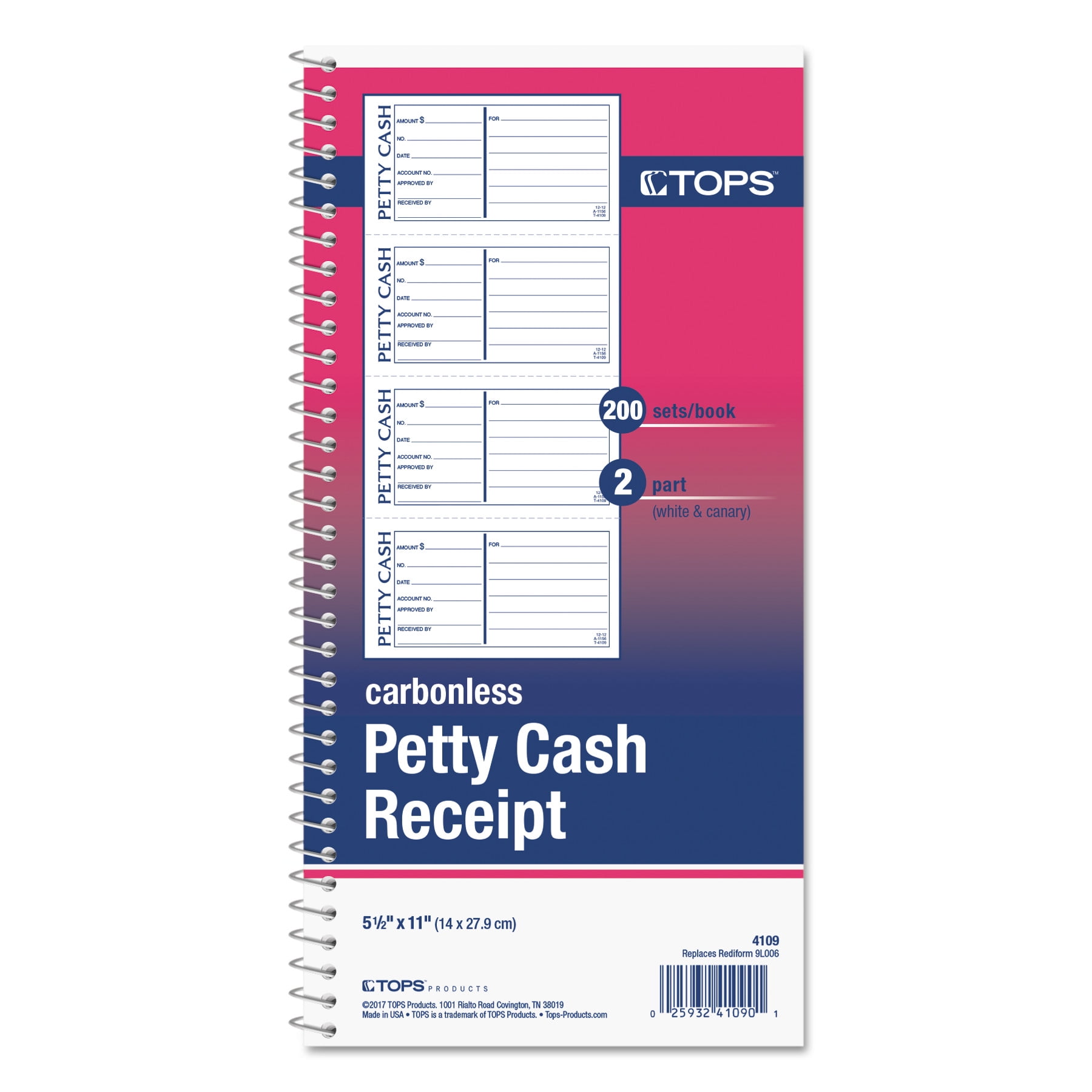 Petty Cash Receipt Book - Ledgers for office supply retail - Walmart ...