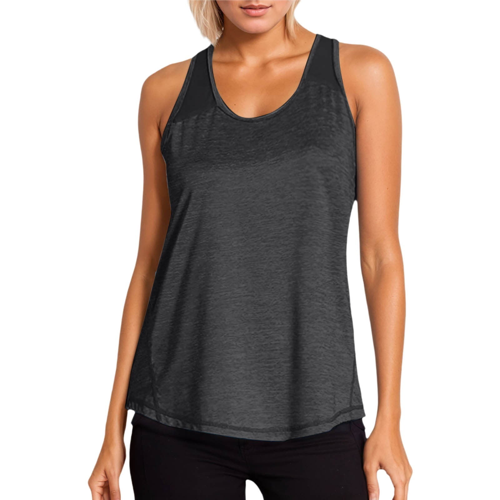 Tops Racerback Yoga Shirts Tank Mesh Workout Clothes Women's Blouse ...