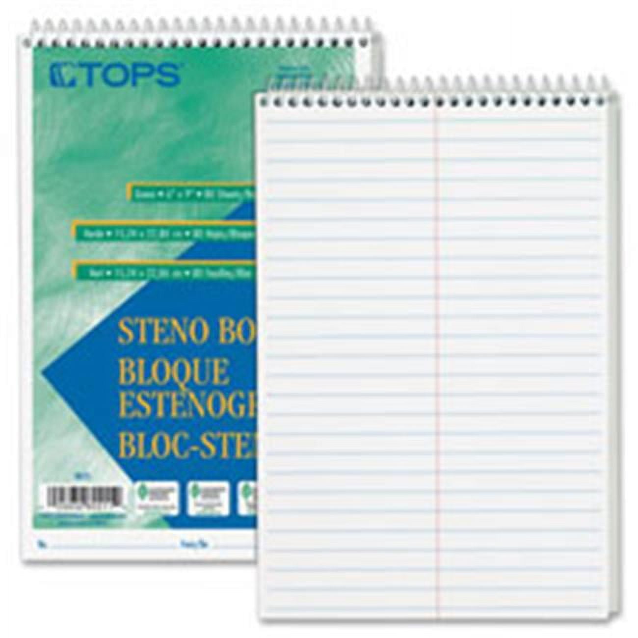 Tops Steno Book- Gregg Rule- 80 Sheets-PD- 6 in. x 9 in.- 12-PK- White ...