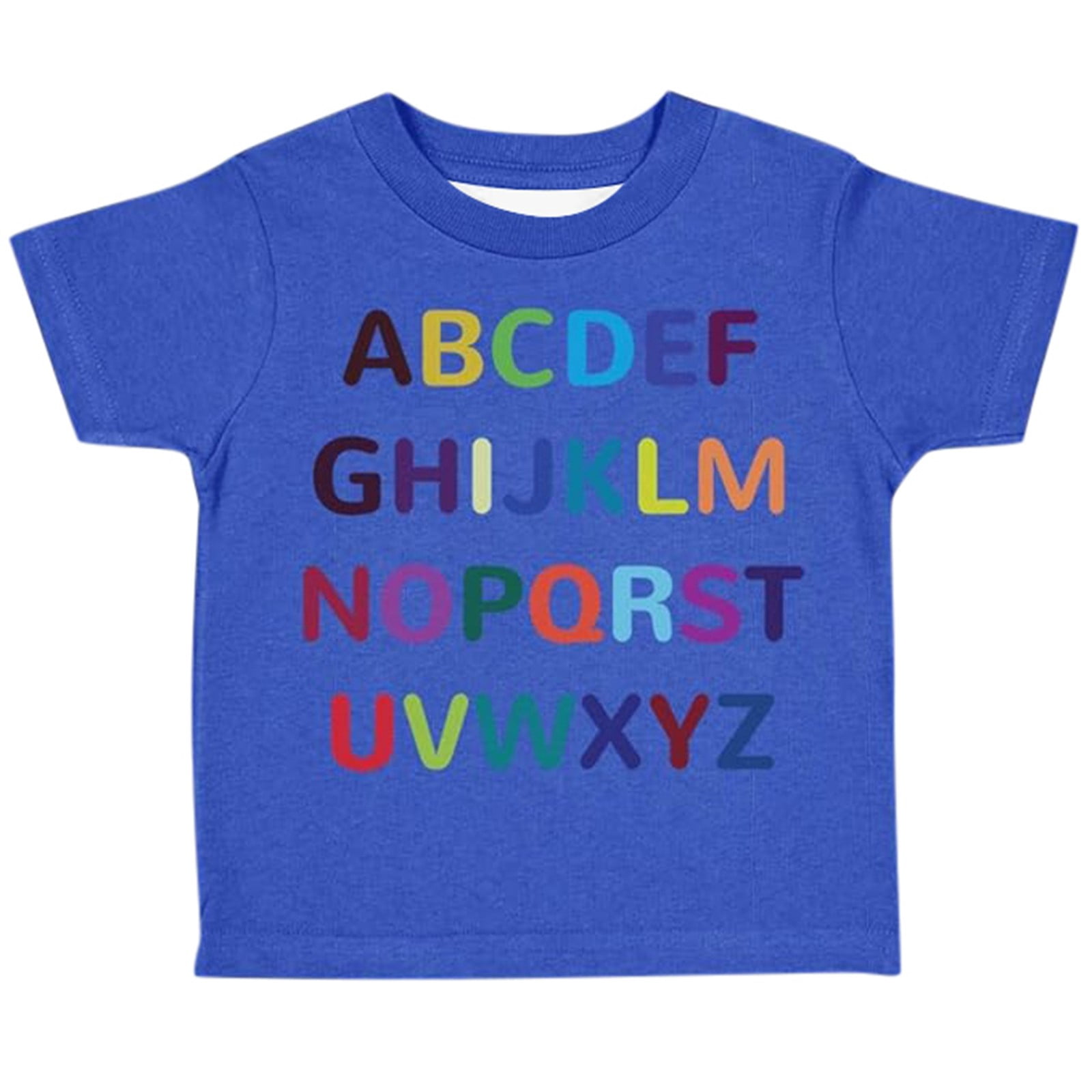 Tops for Baby Boy Fashion Letter Round Neck Short Sleeved Crop Tops for ...