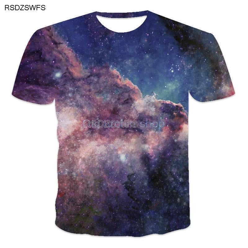 Tops for Summer and Spring Universe Milky Way Galaxy 3D Printing Men's ...