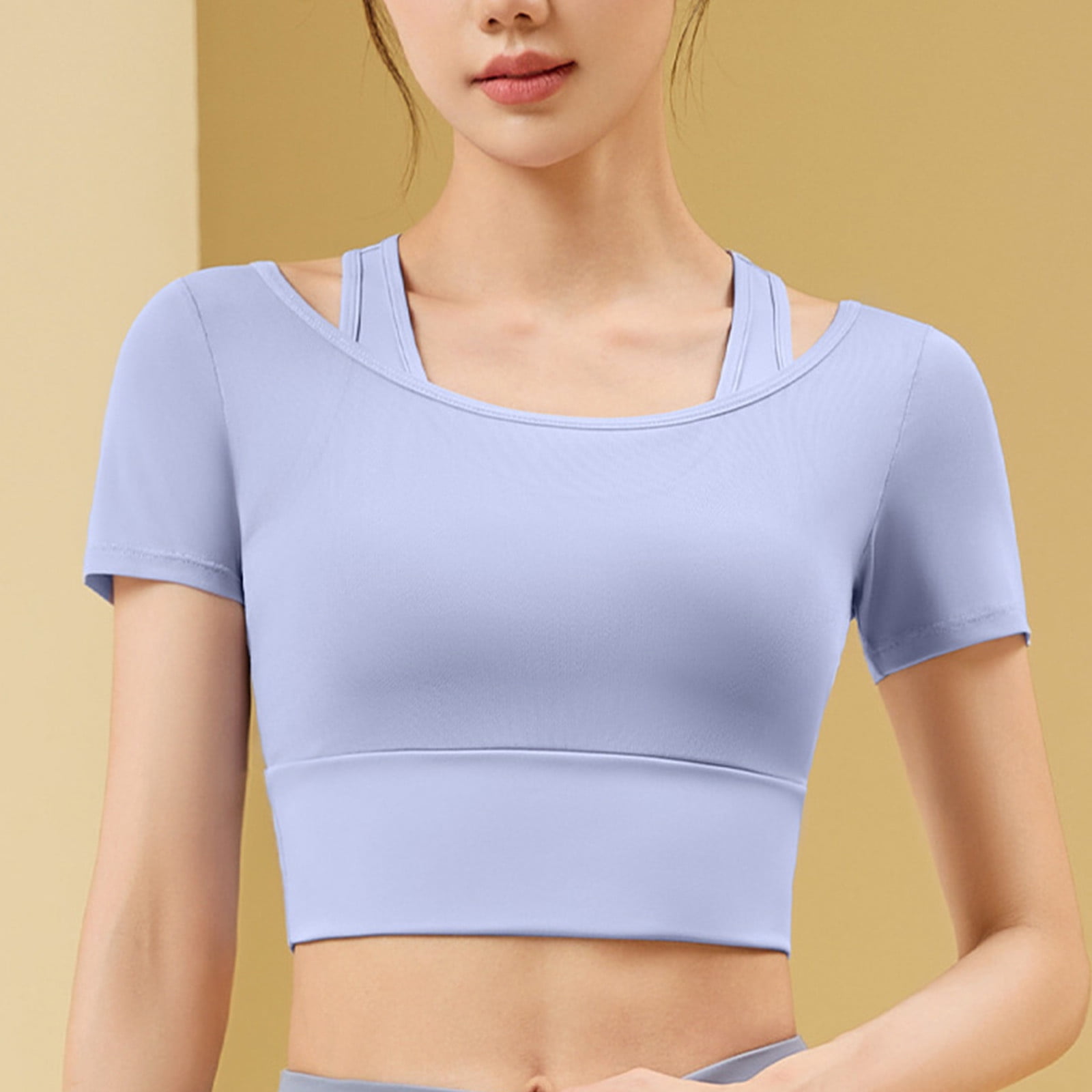 Tops for Women under $5 Drying Exercise Tight Fitness Solid Yoga Tops ...