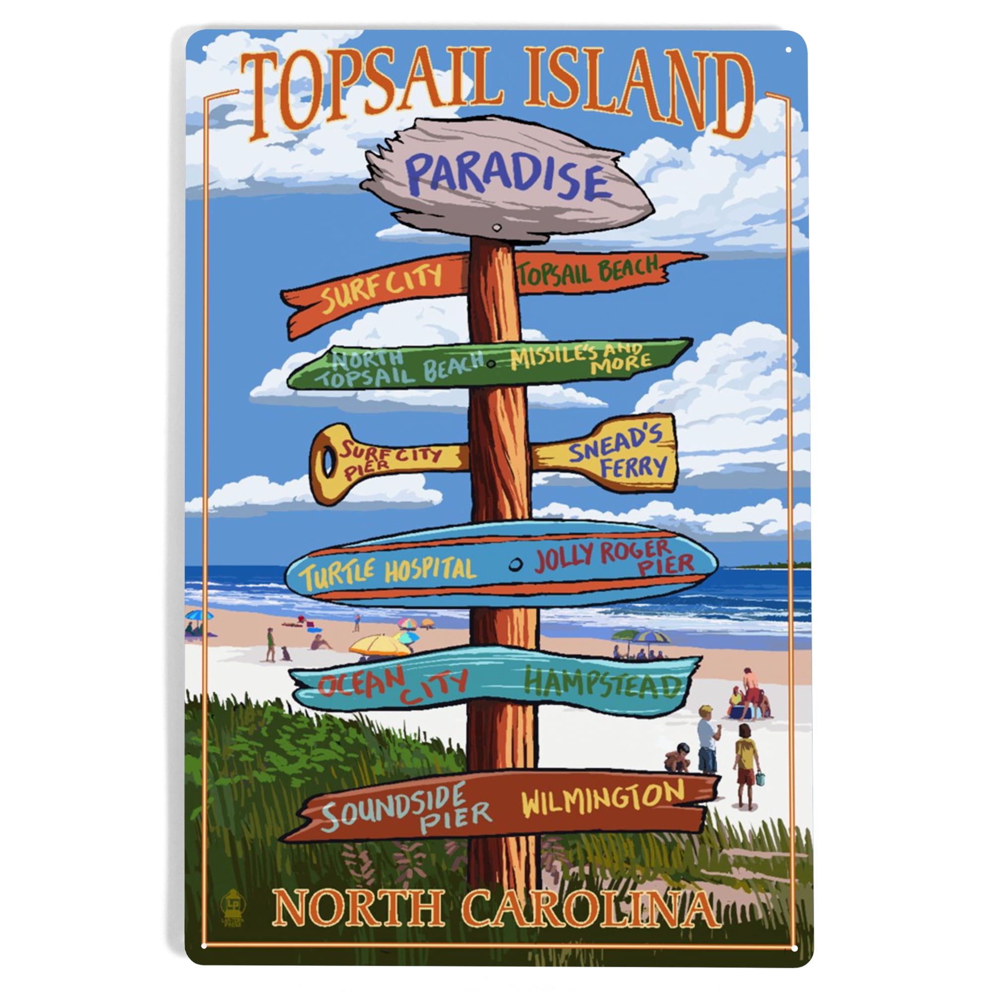 Topsail Island, North Carolina, Destination Sign (12x18 Aluminum Art ...