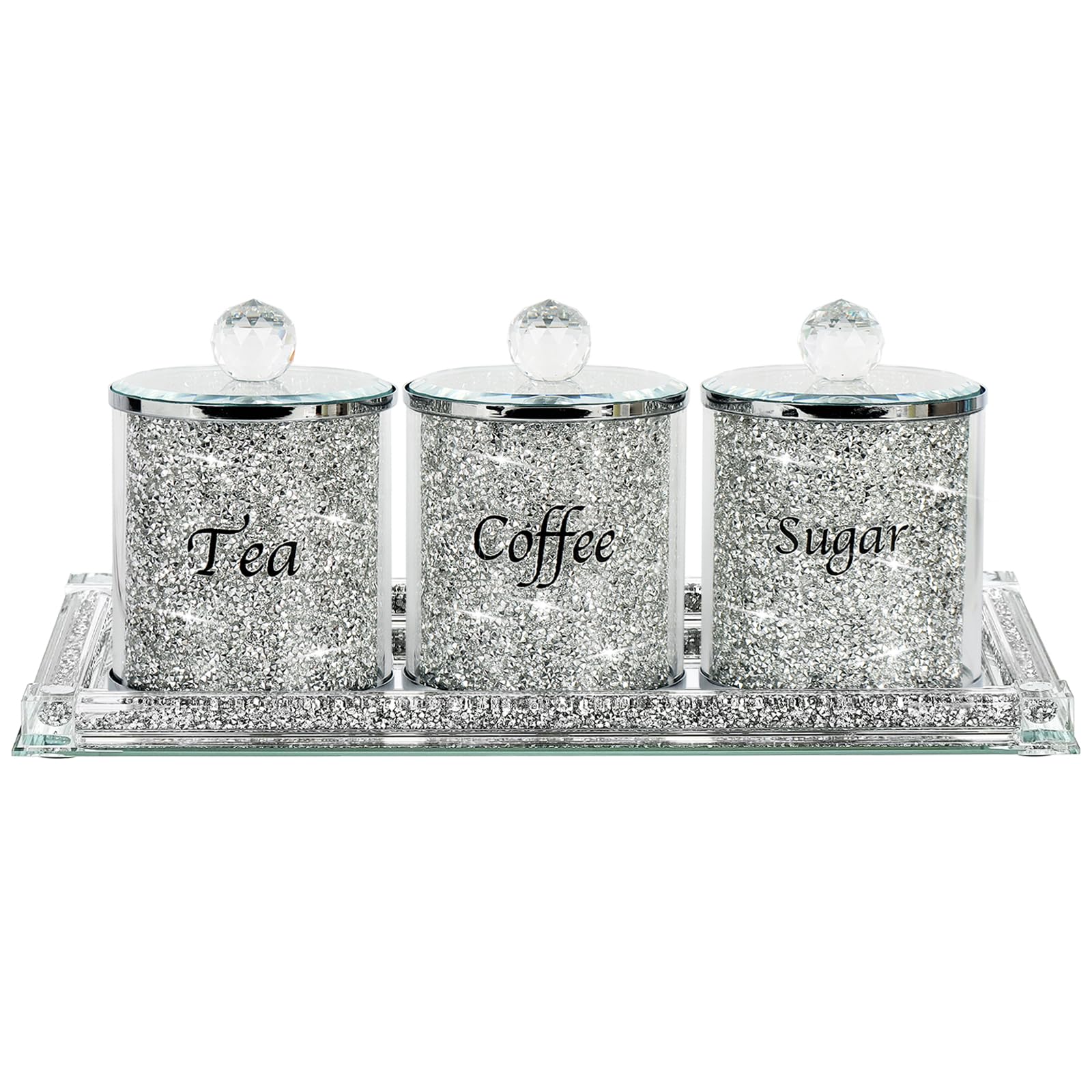Topsky Coffee Sugar Tea Crystal Canister Set of Crystal Crushed ...