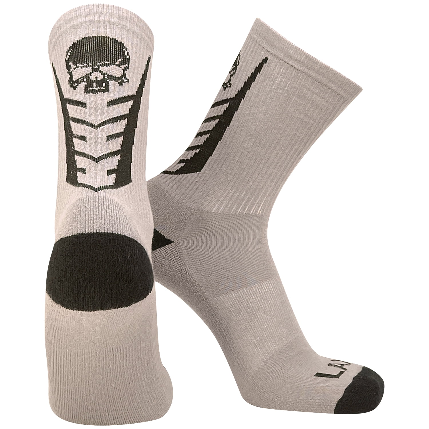 Topsox Lacrosse LAX Crew socks in Grey and Black with Skull (Medium (6 ...
