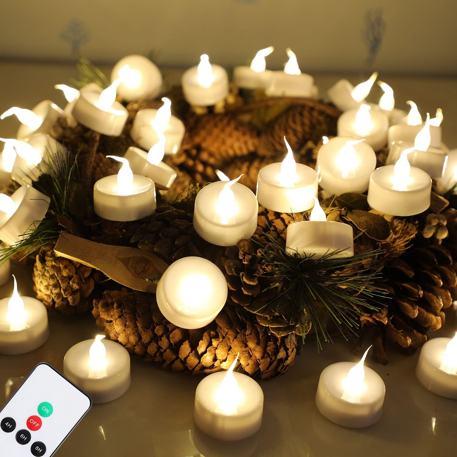 Topstone Remote Controlled LED Tea Light,White Flickering Bulb,Long ...