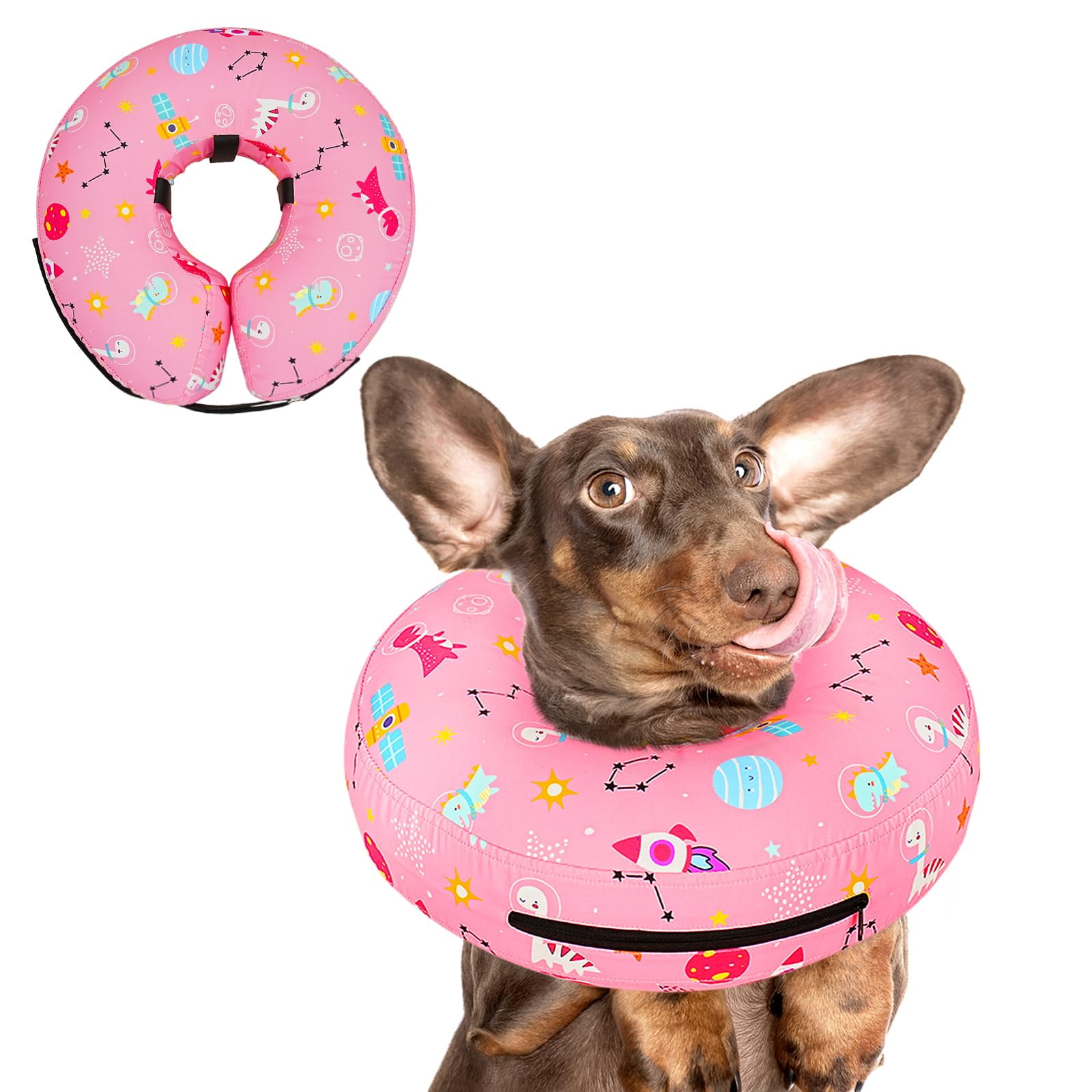 Toptakeit Inflatable Dog Cone DMF15 Collar for After Surgery, Dog Donut ...