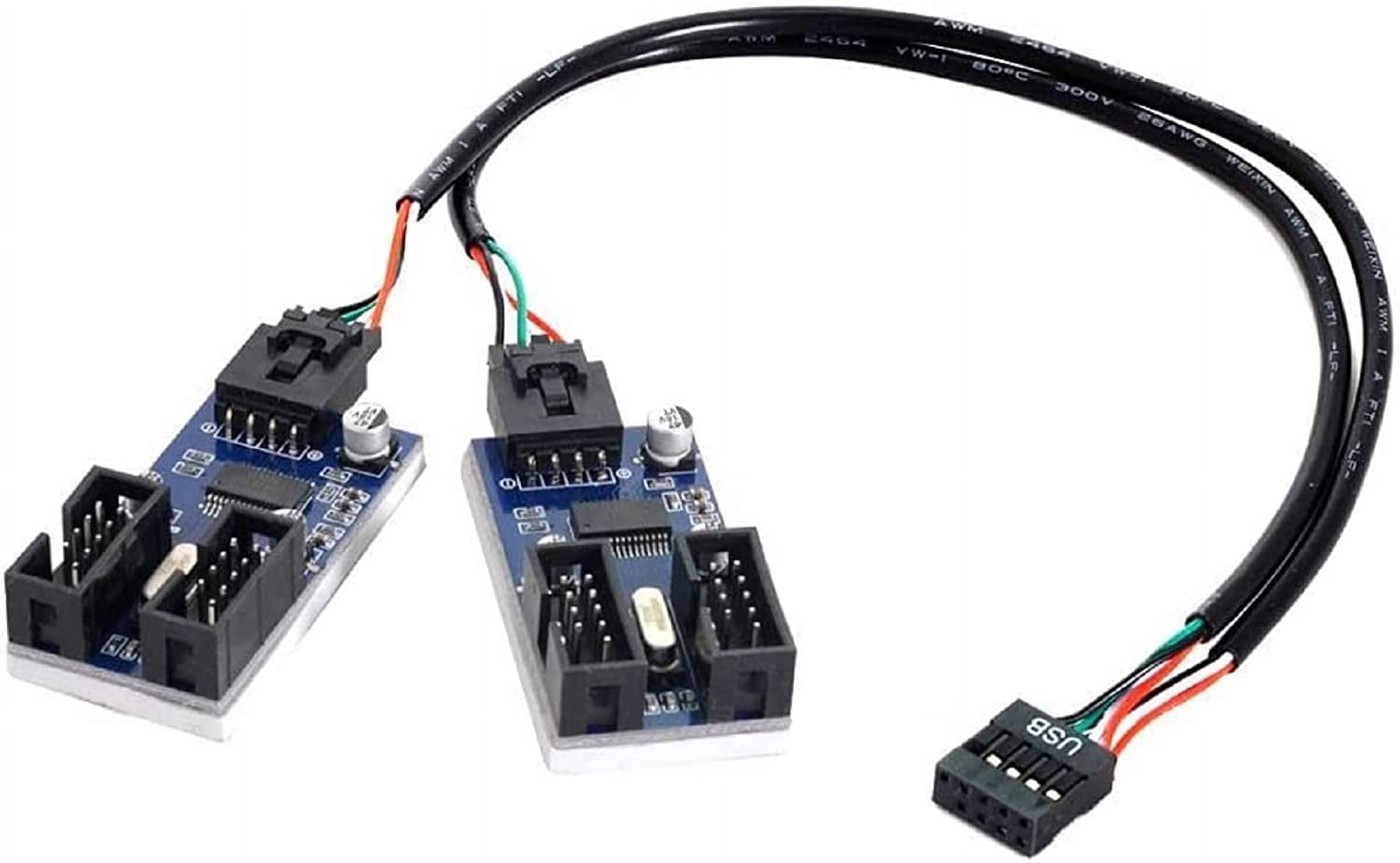 Toptekits (2-Pack) 9-Pin USB 2.0 Header 1-to-2/4 Female Extension Cable ...