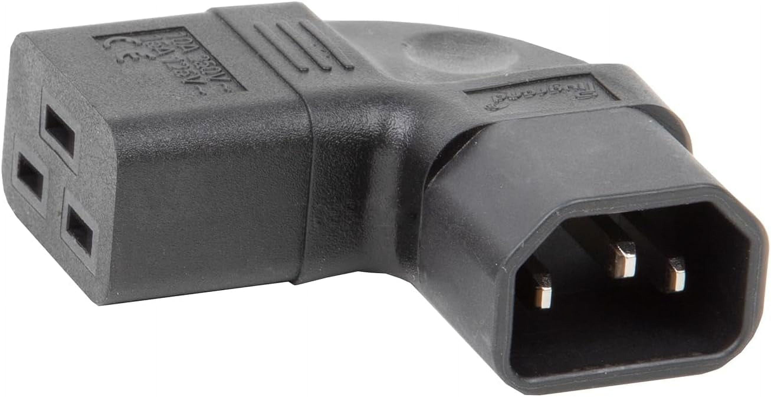 Toptekits 2-Pack PDU UPS C14 to C19 Converter Plug Adapter, IEC 320 C14 Male to Left Angled C19 ...