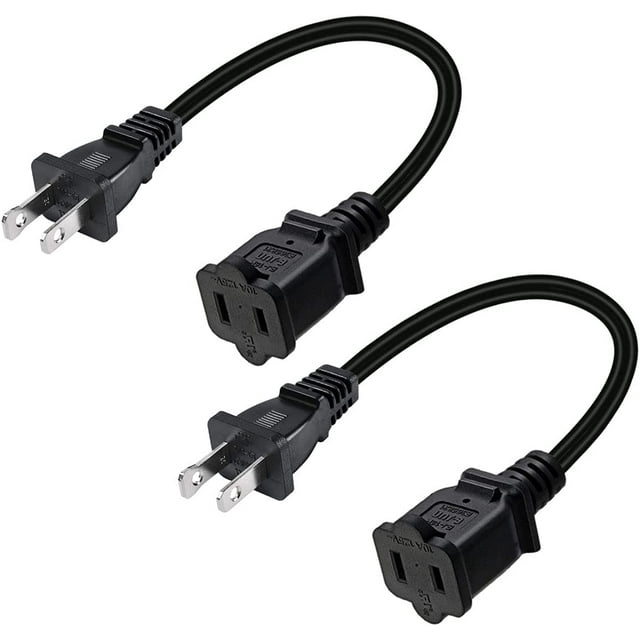 Toptekits 2-Pack Polarized USA Outlet Saver Power Extension Cord Cable ...