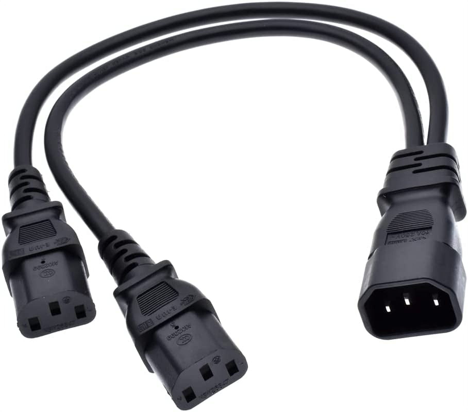 Toptekits C14 to 2X C13,C14 Splitter,(1ft/30cm) C14 Male to Dual C13 Female Power Y Splitter ...