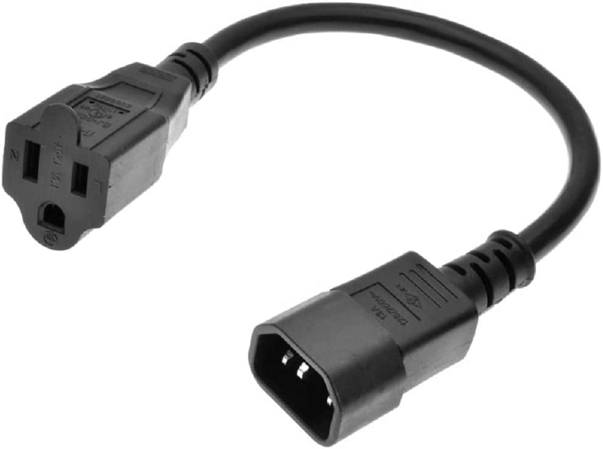 Toptekits C14 to 5-15R Power Cord, IEC320 C14 to NEMA 5-15R Power Extension Cable Cord, PDU/UPS ...