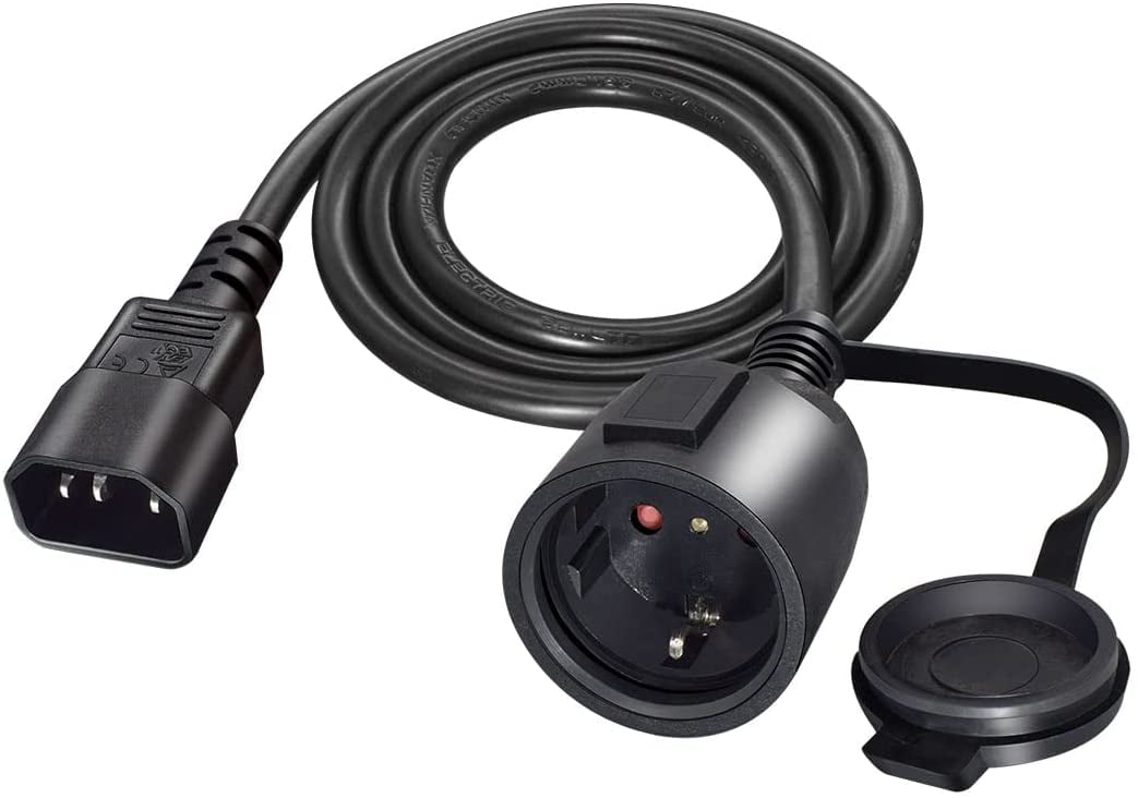 Toptekits C14 to Schuko Female Cord with Waterproof Cover,3ft/1m IEC320 ...