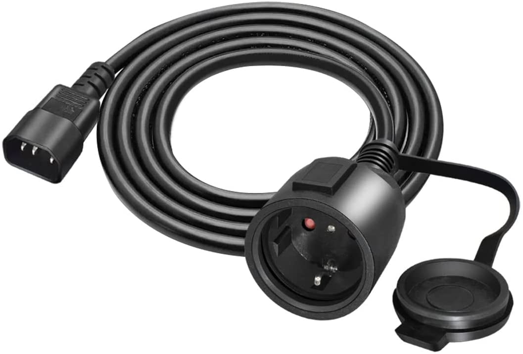 Toptekits C14 to Schuko Female Cord with Waterproof Cover,9.8ft/3m ...
