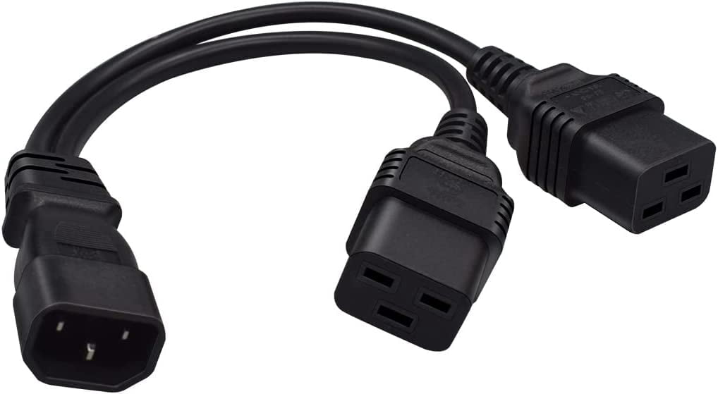Toptekits C14 to 2XC19 Y Splitter Power Plug Cord,Single IEC 320 C14 ...