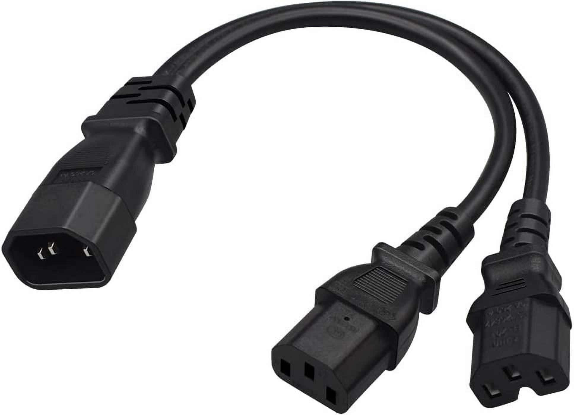 Toptekits C14 to C13+C15 Y Splitter Power Plug Cord,Single IEC 320 C14 Male to C13+C15 Female ...