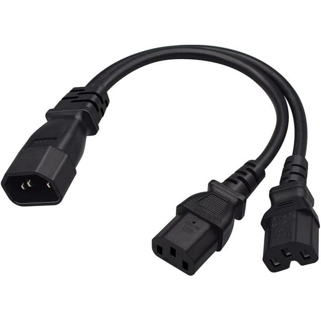 Toptekits C14 to C13+C15 Y Splitter Power Plug Cord,Single IEC 320 C14 Male to C13+C15 Female ...