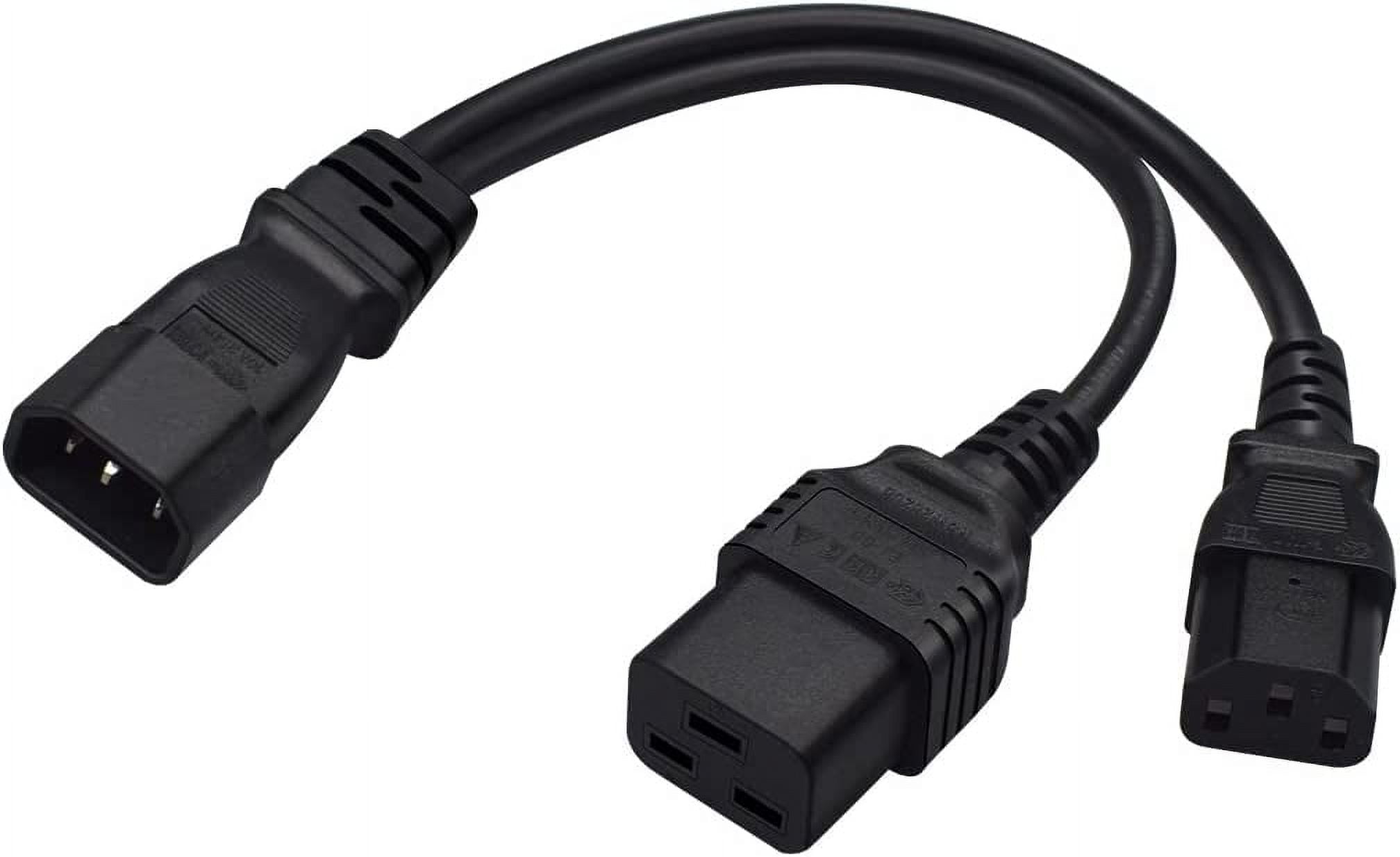 Toptekits C14 to C13+C19 Y Splitter Power Plug Cord,Single IEC 320 C14 Male to C13+C19 Female ...