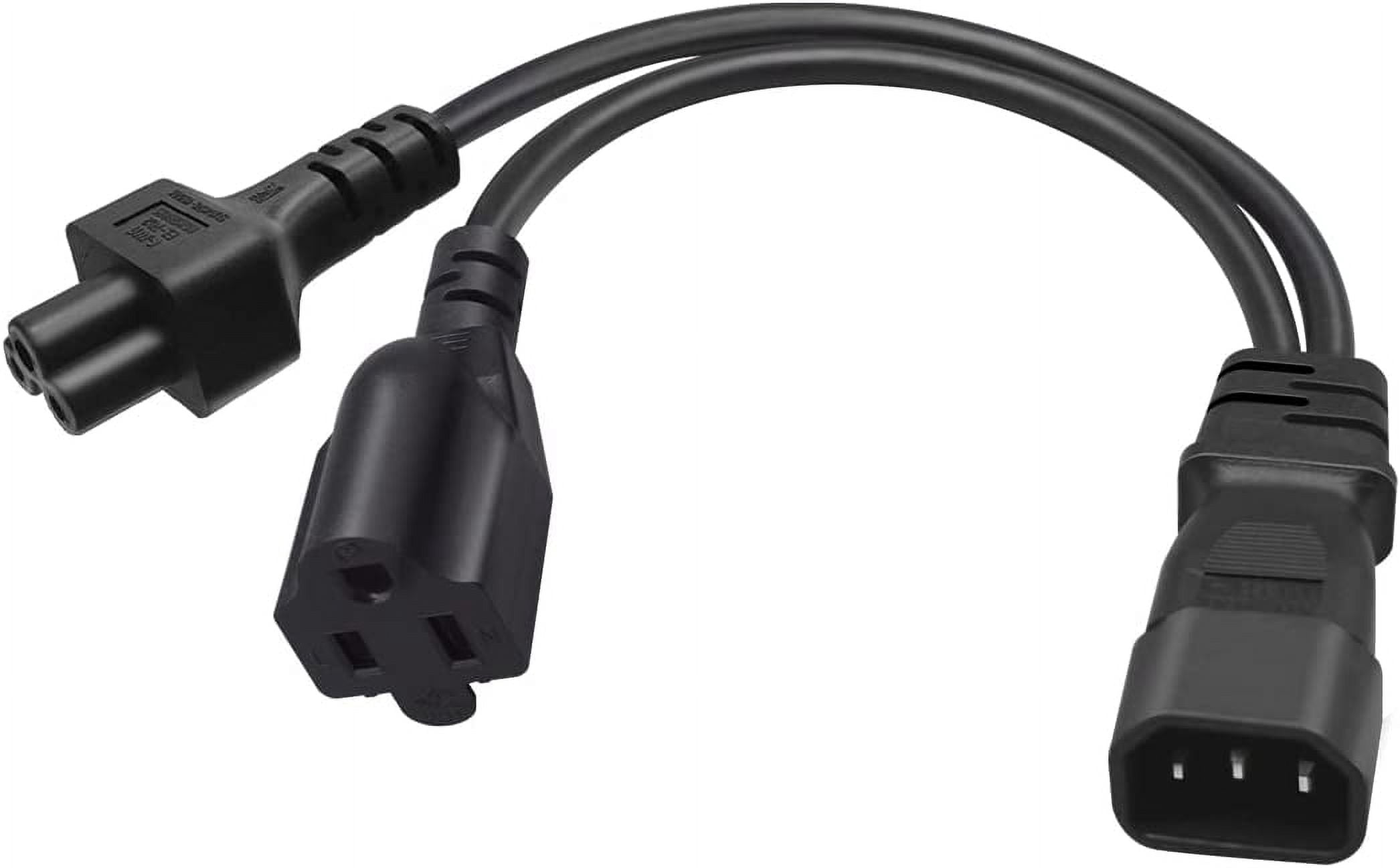 Toptekits C14 to C5 + 5-15R Y Splitter Power Plug Cord, Single IEC 320 ...