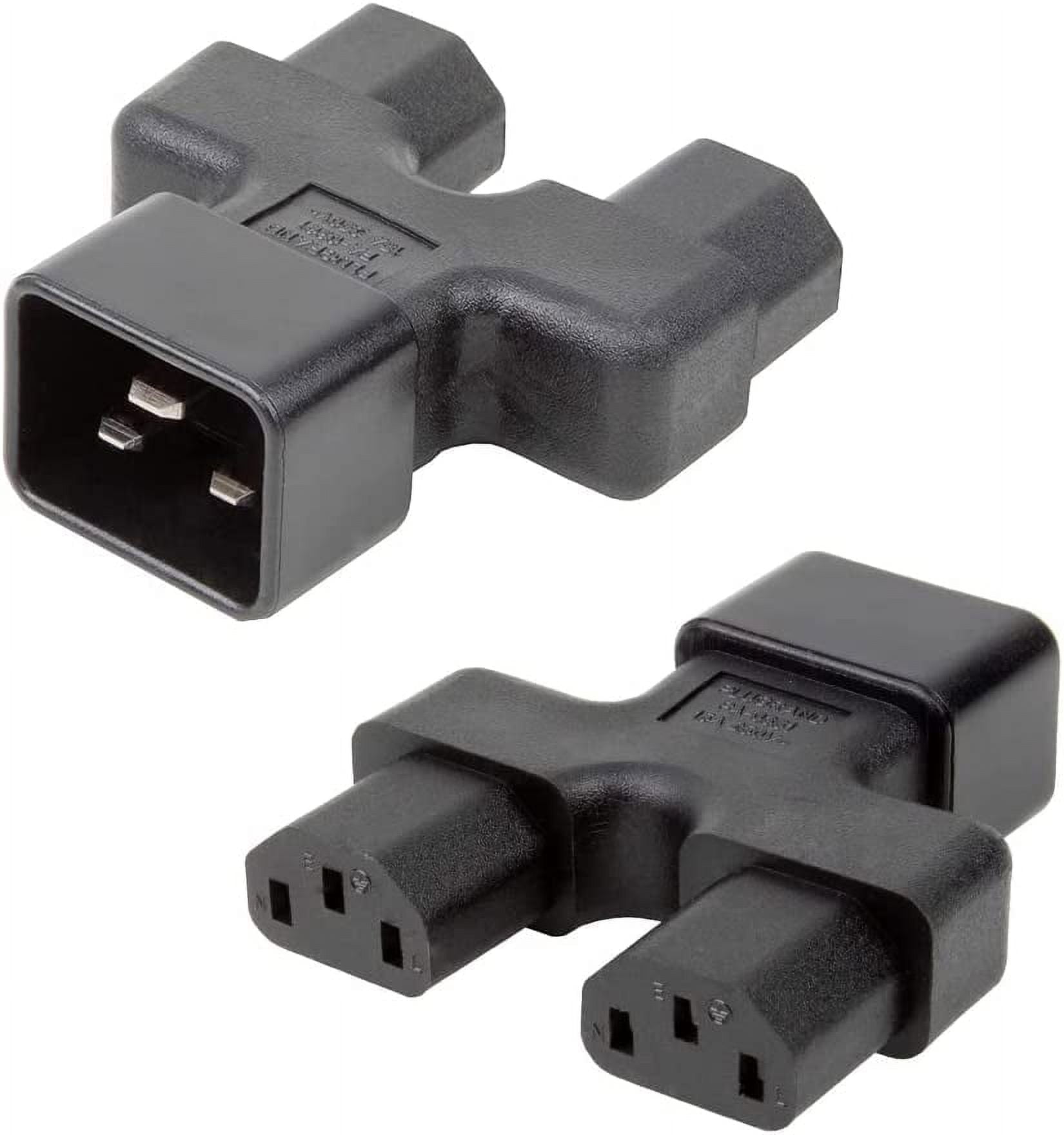 Toptekits IEC 320 C20 to Dual C13 Adapter, IEC 320 C20 Male to 2 x C13 ...