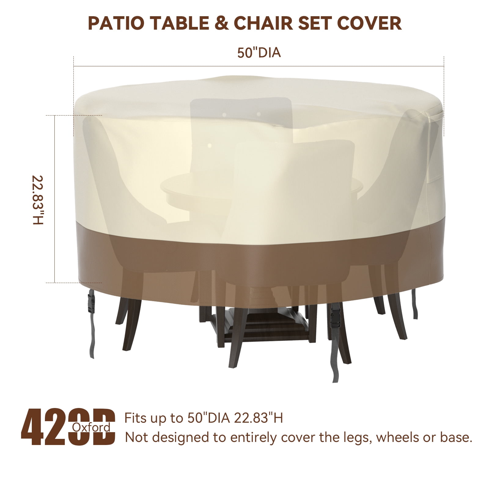 Topteng 22.83" Beige and Brown Table and Chairs Furniture Set Cover ...