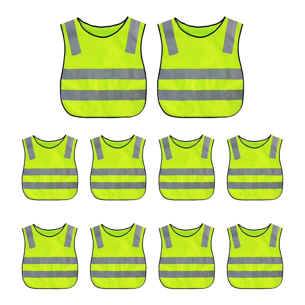 Toptie 10 Pack Kids Neon Safety Vest for Outdoor Sports, Traffic ...