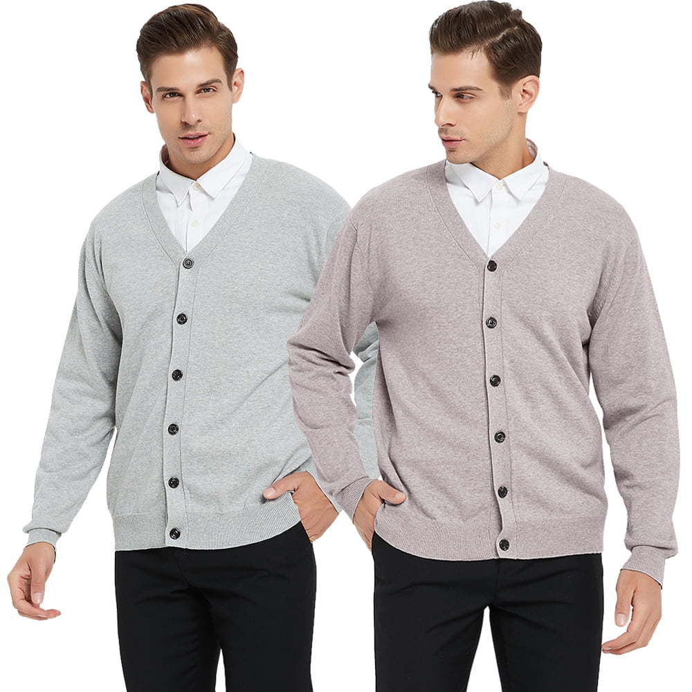 Toptie 2 Pack Window Clerk Sweater Cardigan For Men, Work Uniform Cotton V-Neck Sweater Cardigan ...