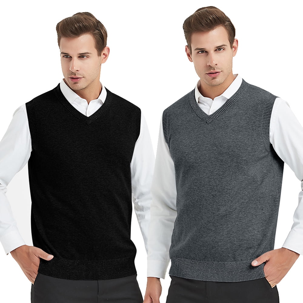 Toptie 2 Pack Window Clerk Sweater Vests For Men, Work Uniform Cotton V ...