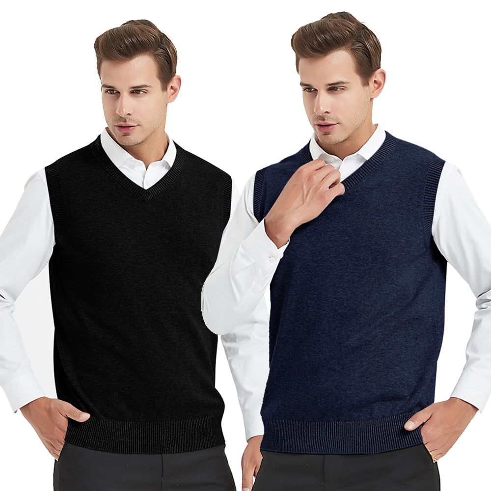 Toptie 2 Pack Window Clerk Sweater Vests For Men, Work Uniform Cotton V ...