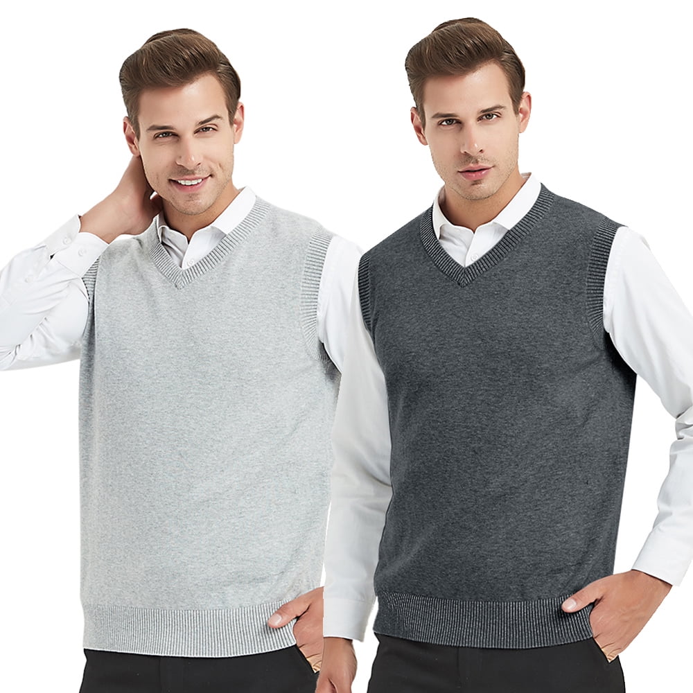 Toptie 2 Pack Window Clerk Sweater Vests For Men, Work Uniform Cotton V ...